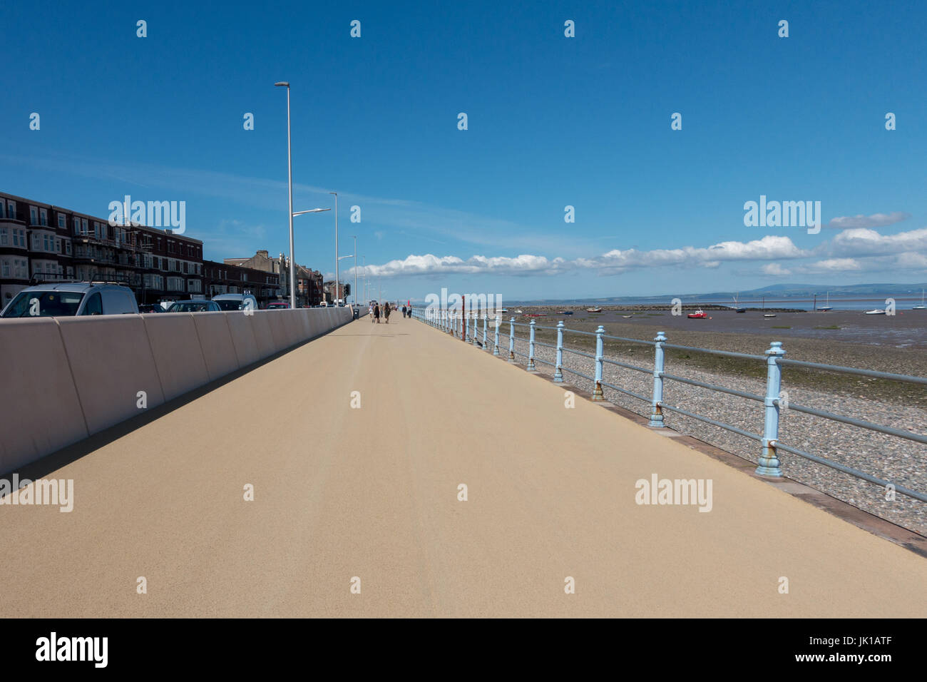 The Promenade at Morecambe between the new sea defence wall and the ...