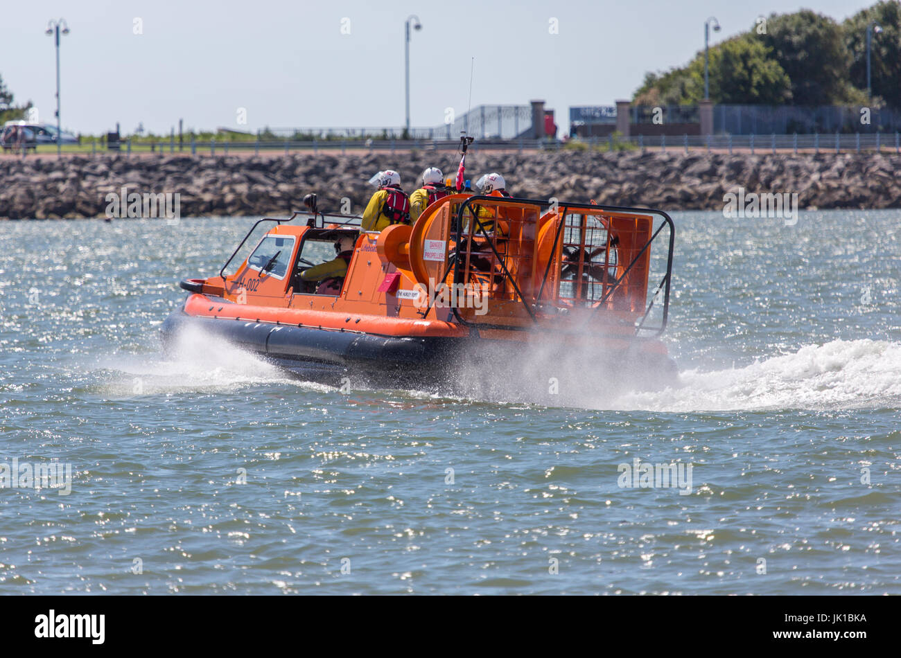 The RNLI Rescue Hovercraft on Morecambe Bay during a training exercise ...