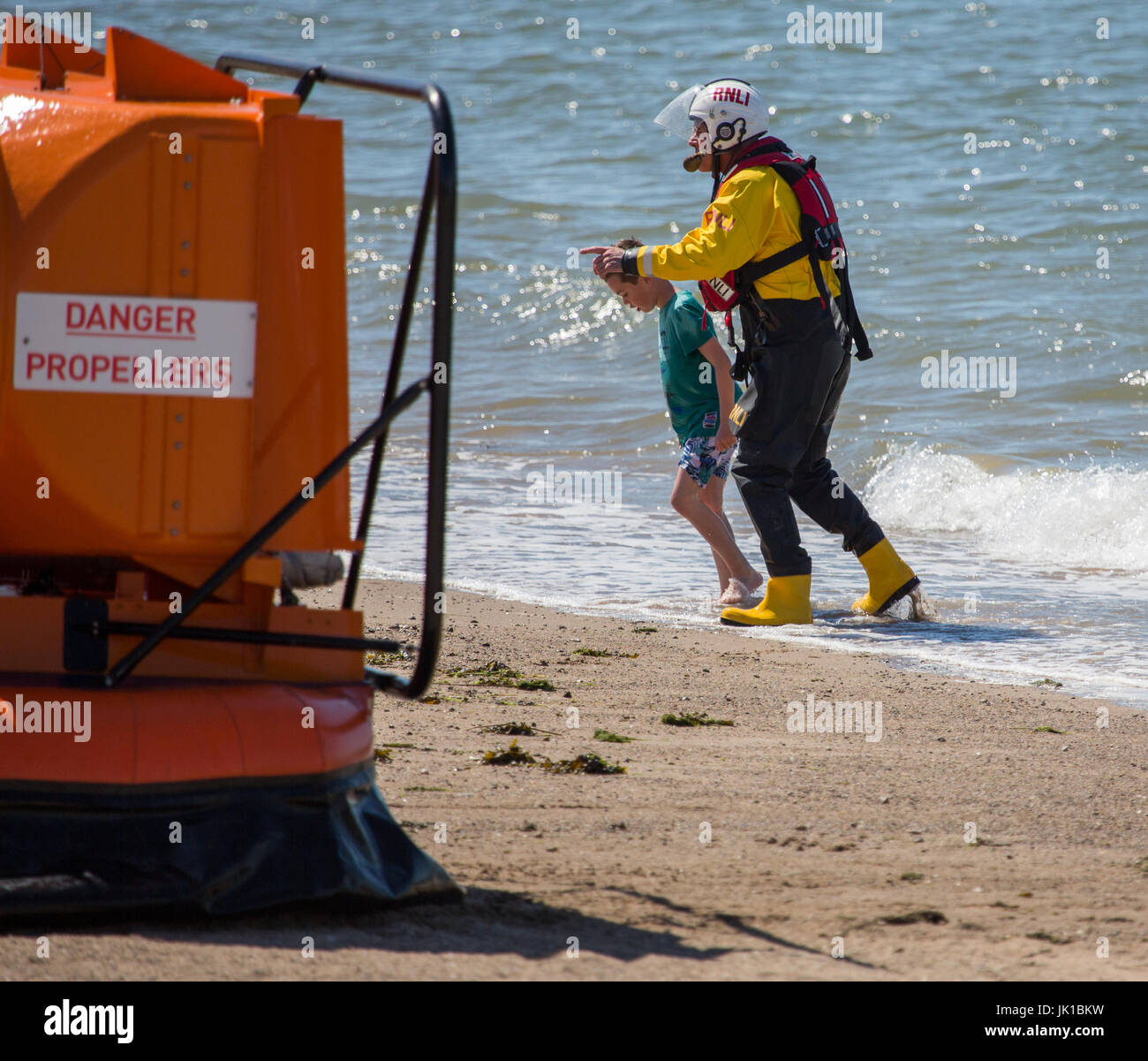 The RNLI Rescue Hovercraft on Morecambe Bay during a training exercise ...