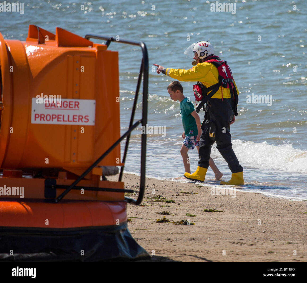 The RNLI Rescue Hovercraft on Morecambe Bay during a training exercise ...
