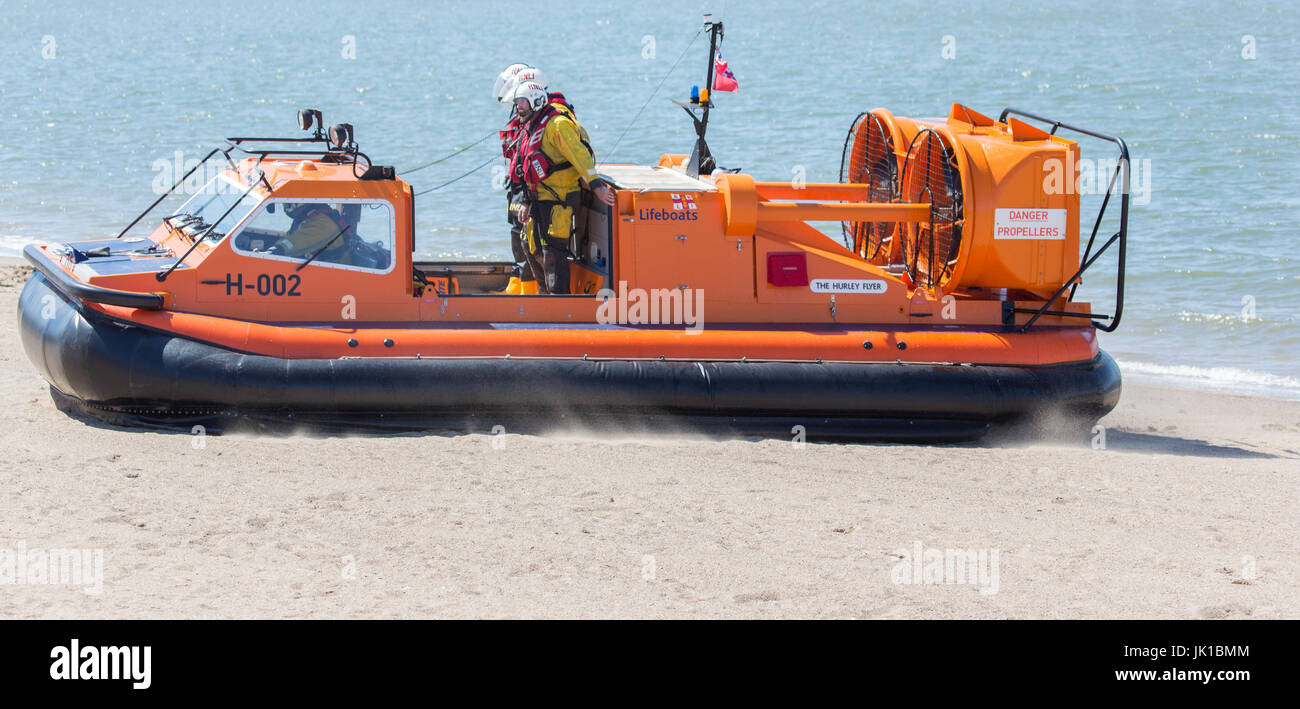 The RNLI Rescue Hovercraft on Morecambe Bay during a training exercise ...