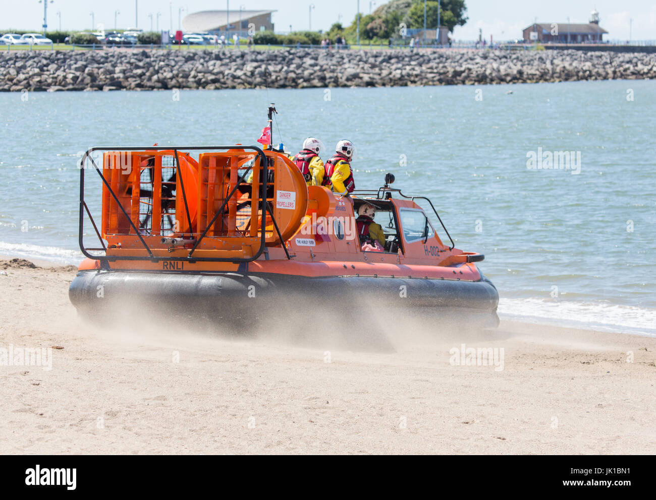 The RNLI Rescue Hovercraft on Morecambe Bay during a training exercise ...
