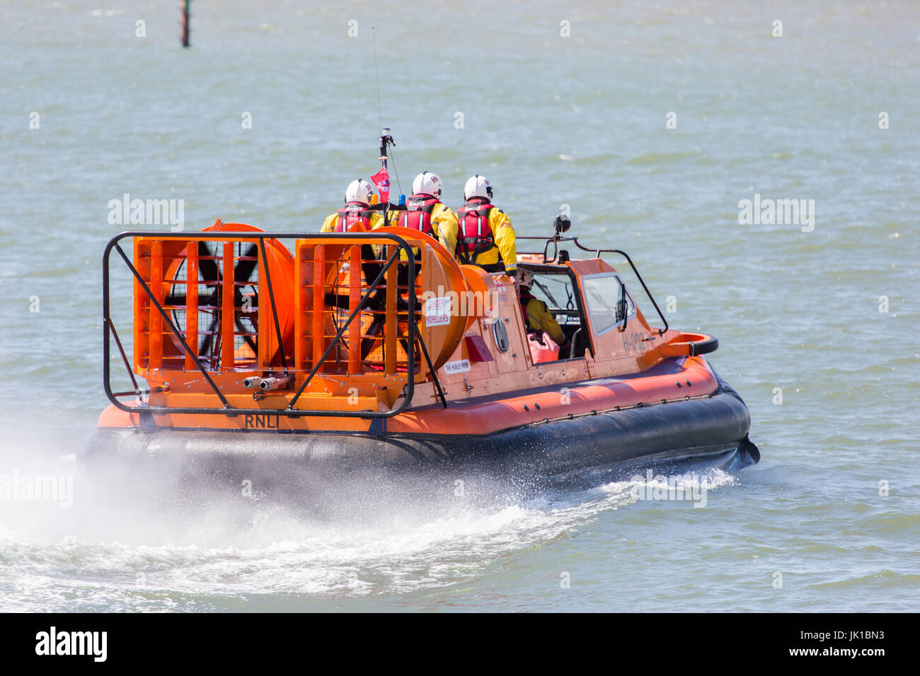 The RNLI Rescue Hovercraft on Morecambe Bay during a training exercise ...