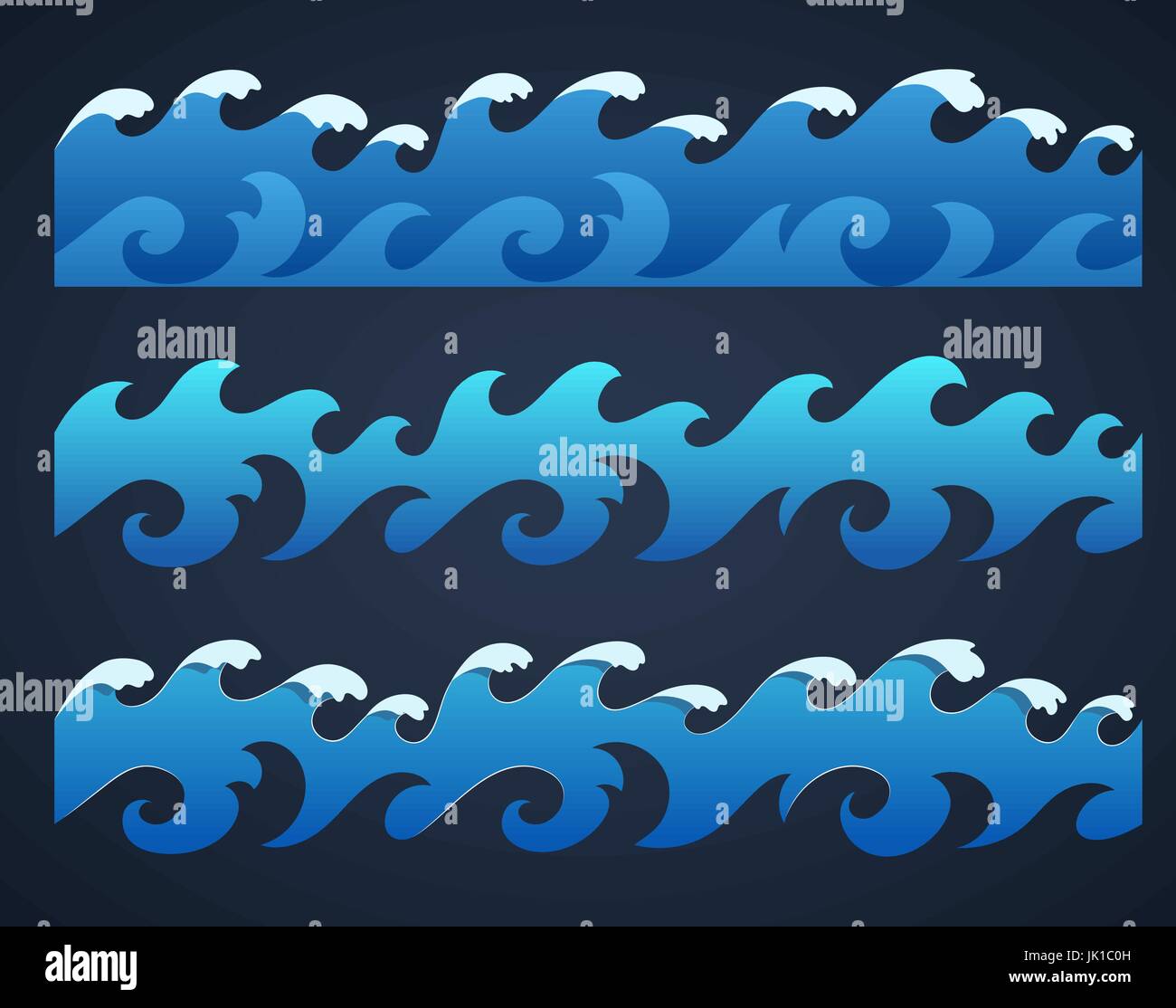 Ocean Wave Border Watercolor Water Wave Clipart, Blue Waves Clip Art,