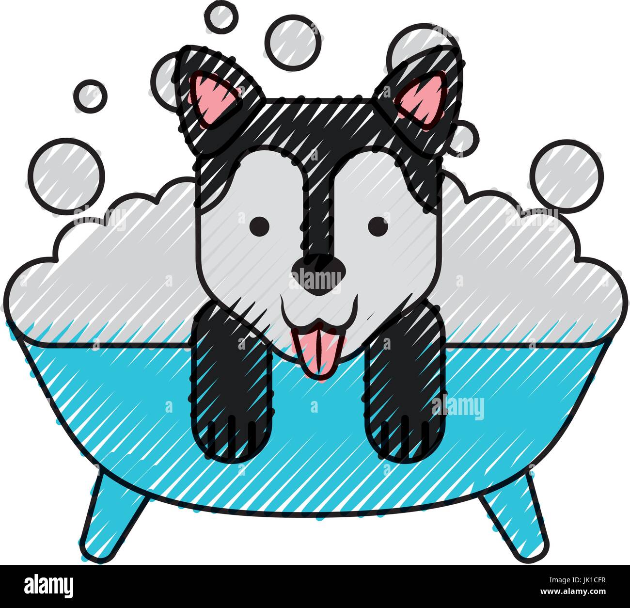 cute Dog bathing in the tub Stock Vector Image & Art - Alamy