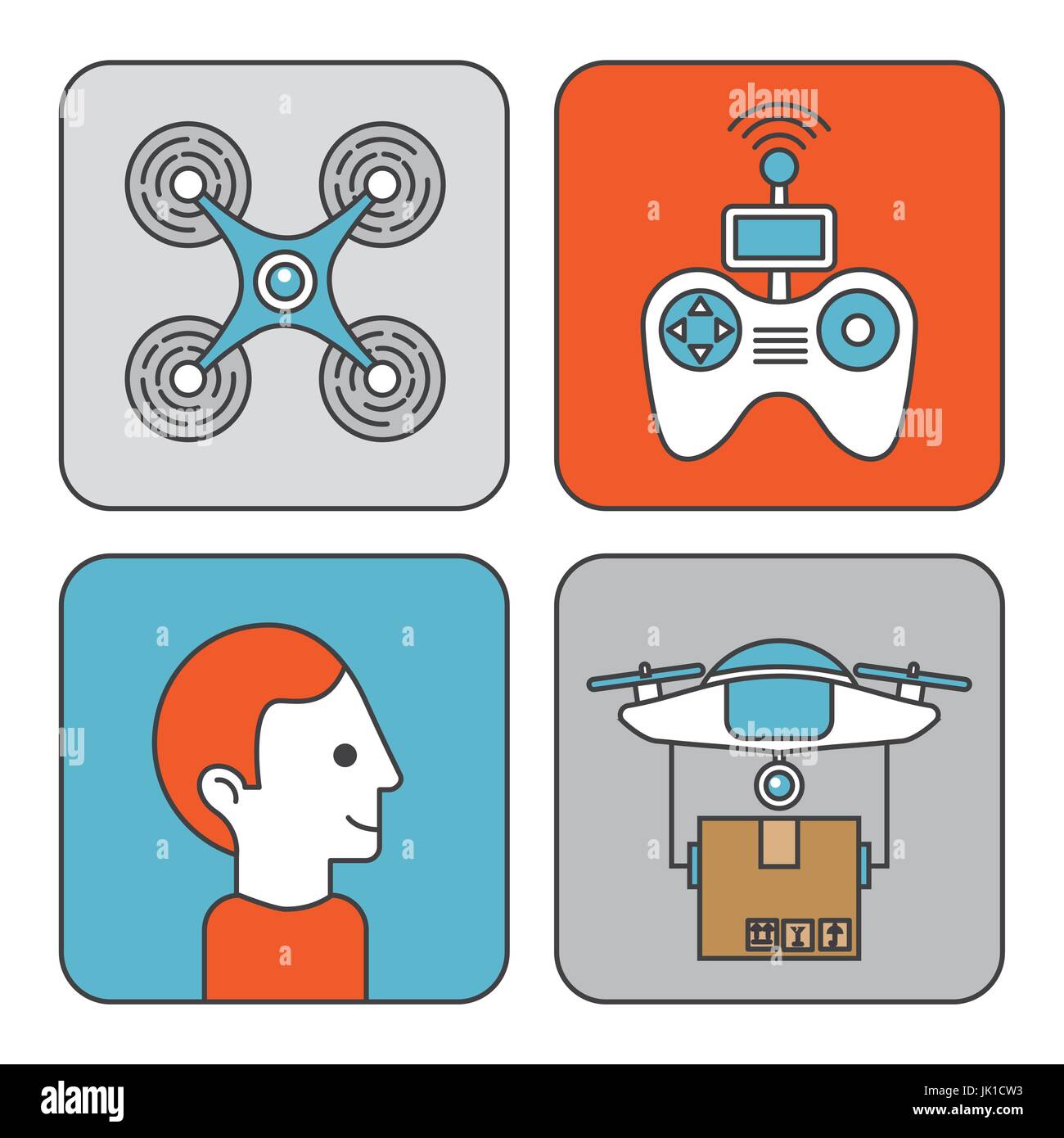 Business drone icons set Cut Out Stock Images & Pictures - Alamy