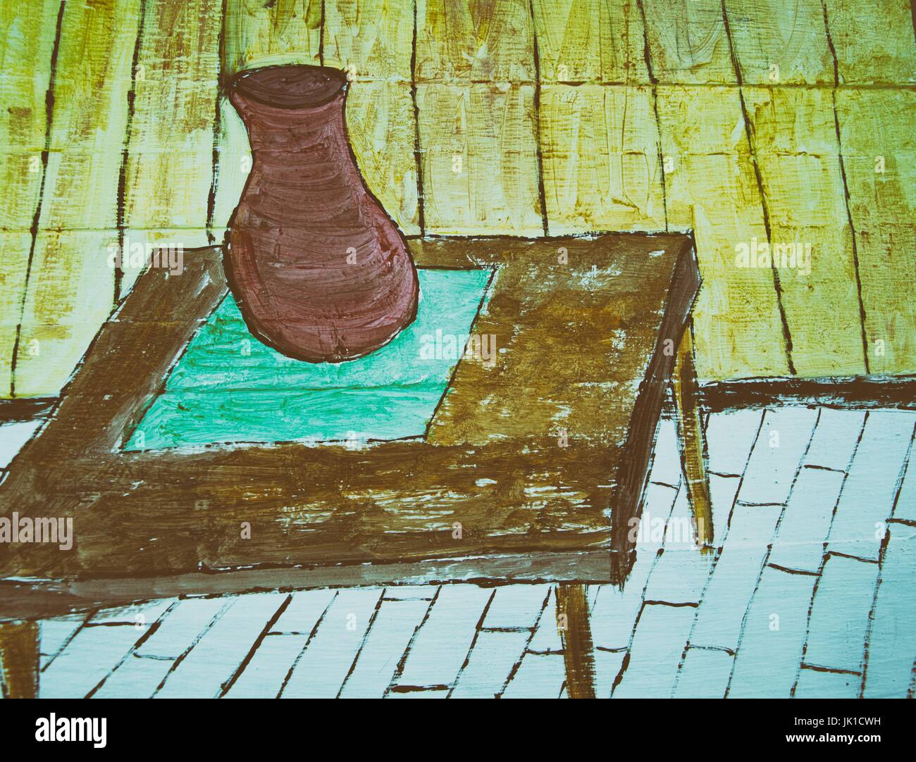 Hand painted abstract vase and table Stock Photo - Alamy