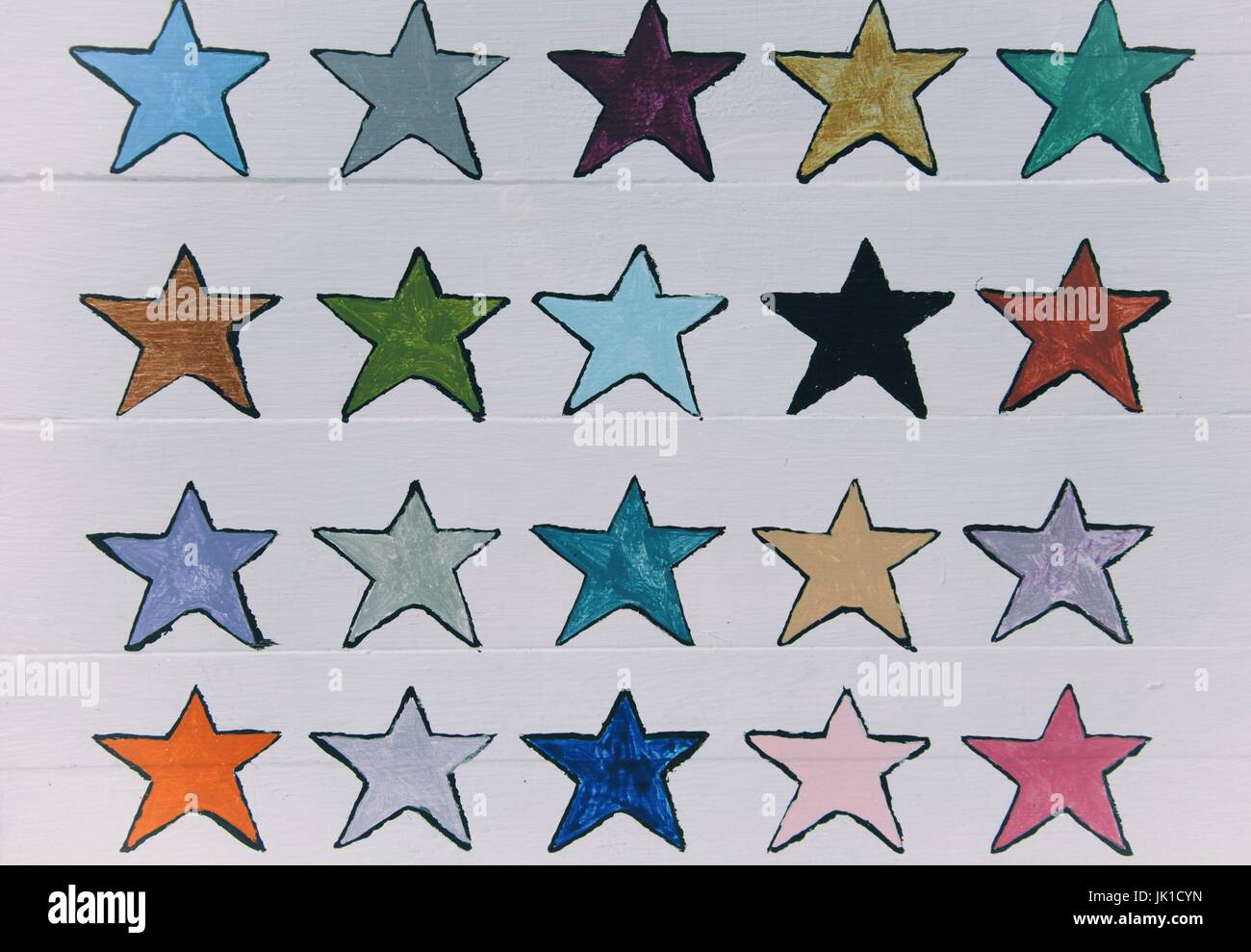 Hand painted colourful stars Stock Photo - Alamy