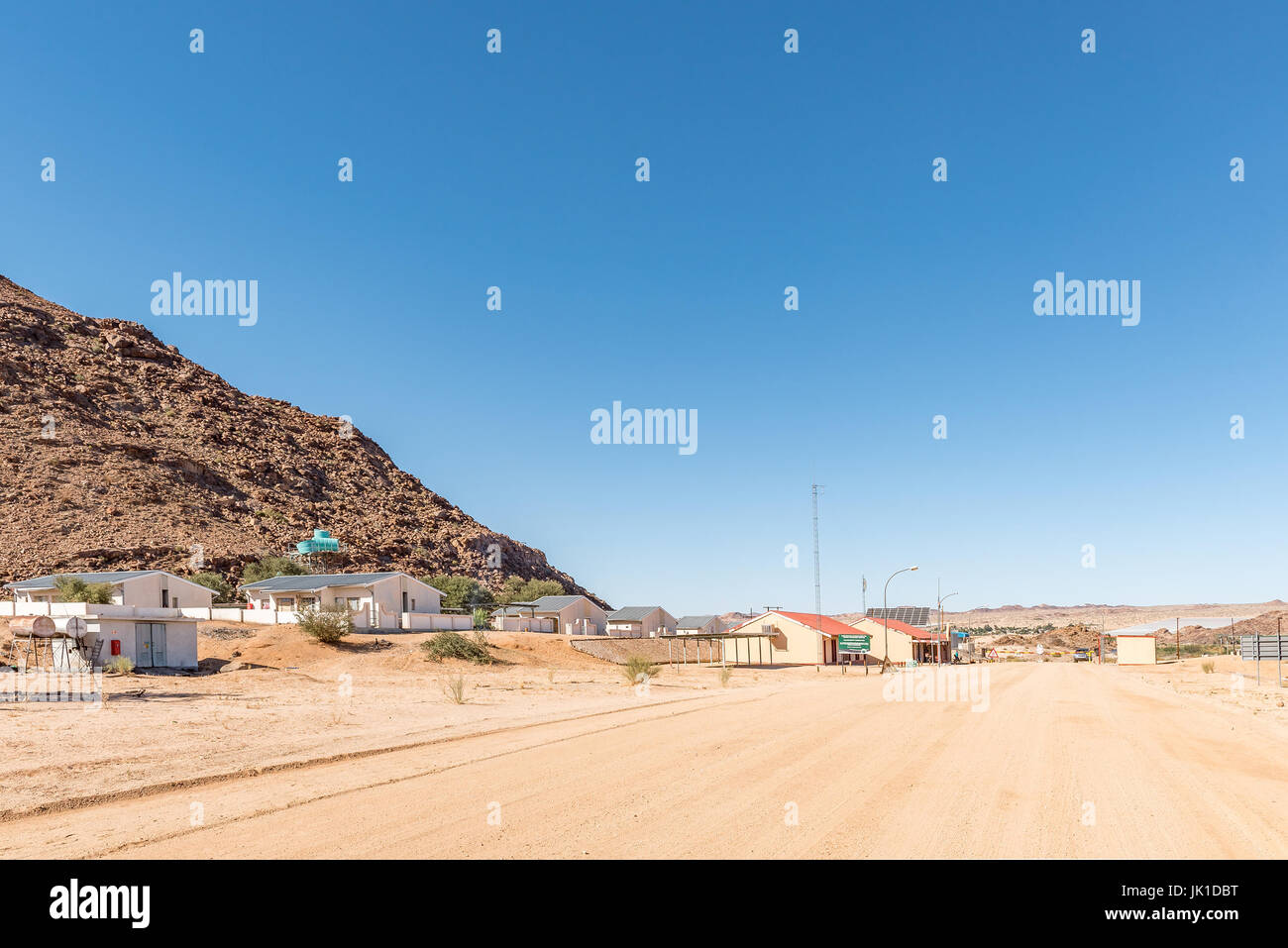 VELLOORSDRIF, NAMIBIA - JUNE 13, 2017: Velloorsdrif border post with ...