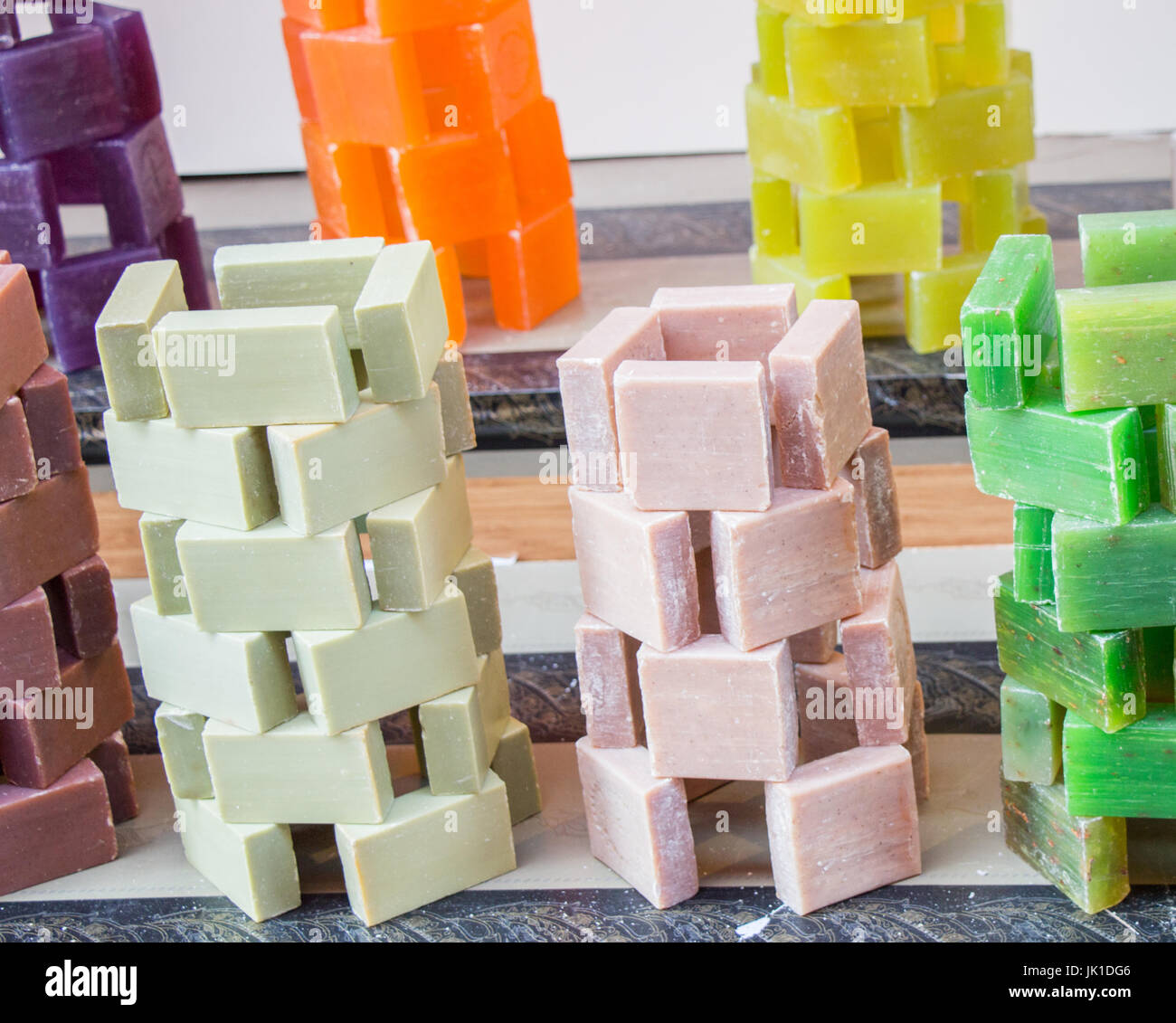 Collection of bars of fragrant hand made organic soap Stock Photo - Alamy