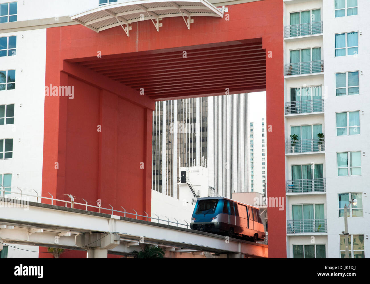 The monorail train going through apartment building, the free ...