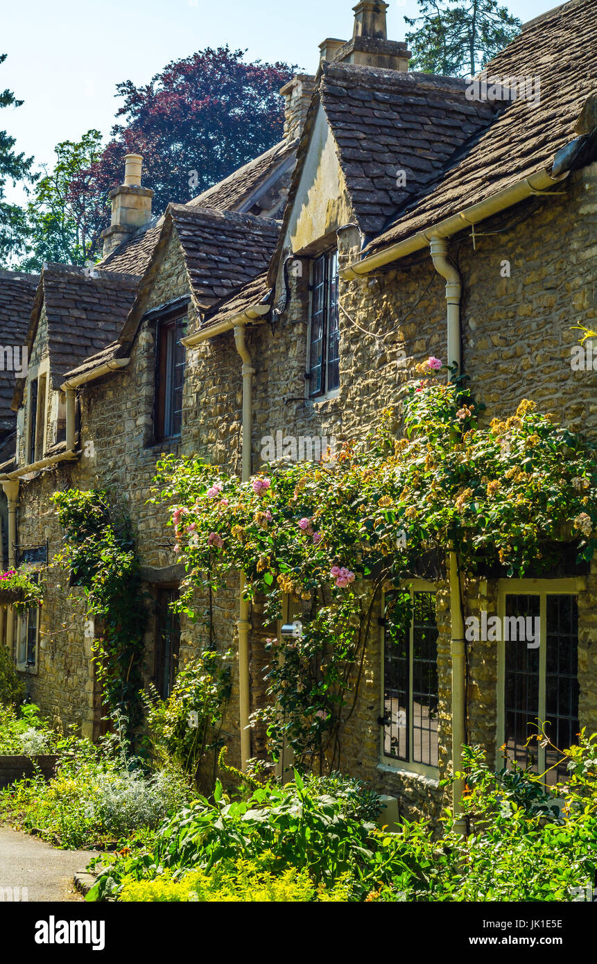 old English town and beautiful historic buildings, old street ...