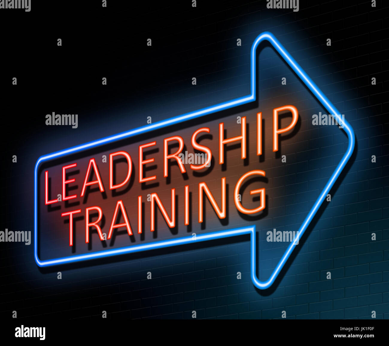 3d Illustration depicting an illuminated neon sign with a leadership ...
