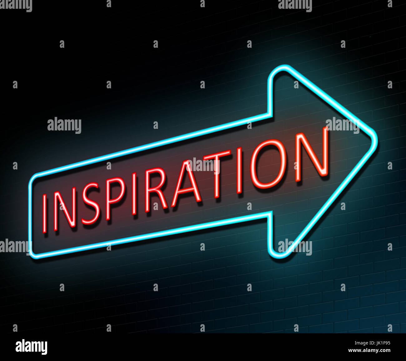 3d Illustration depicting an illuminated neon sign with an inspiration ...