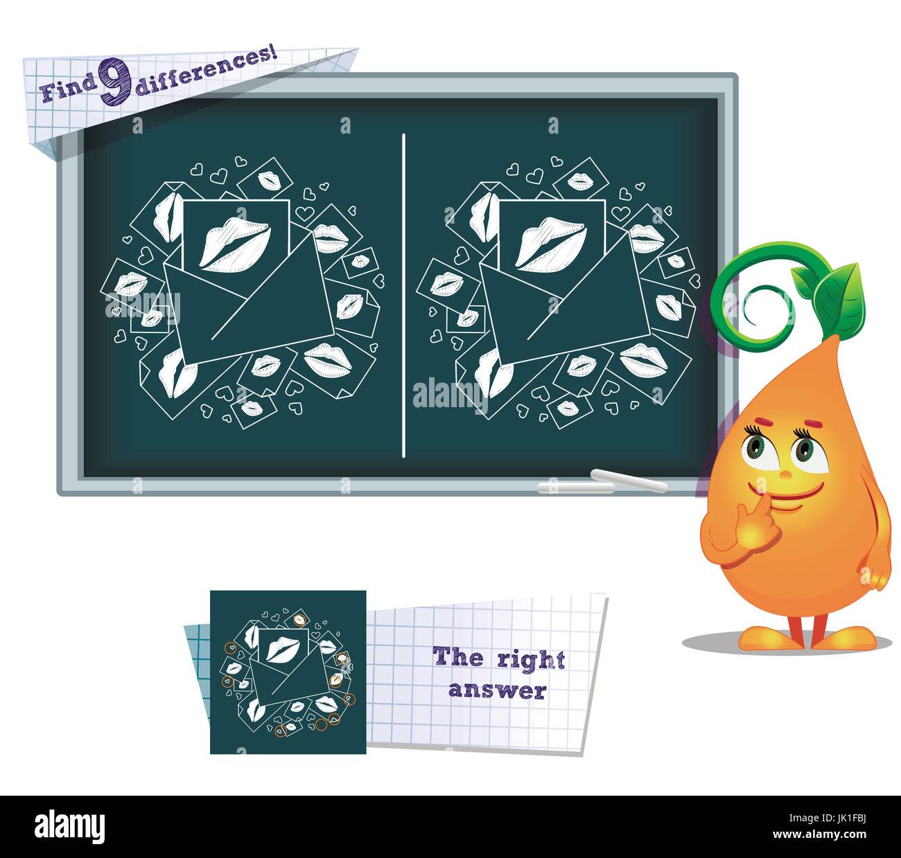 visual game for children and adults. Task to find 9 differences in the ...