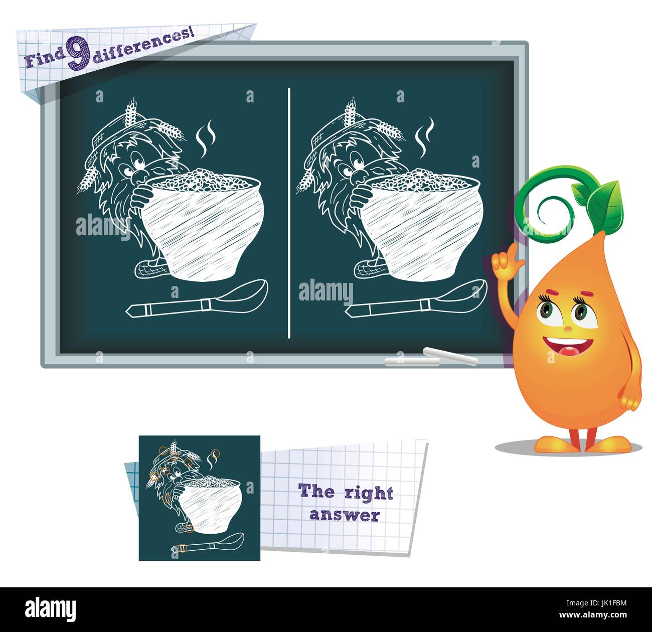 visual game for children and adults. Task to find 9 differences in the ...