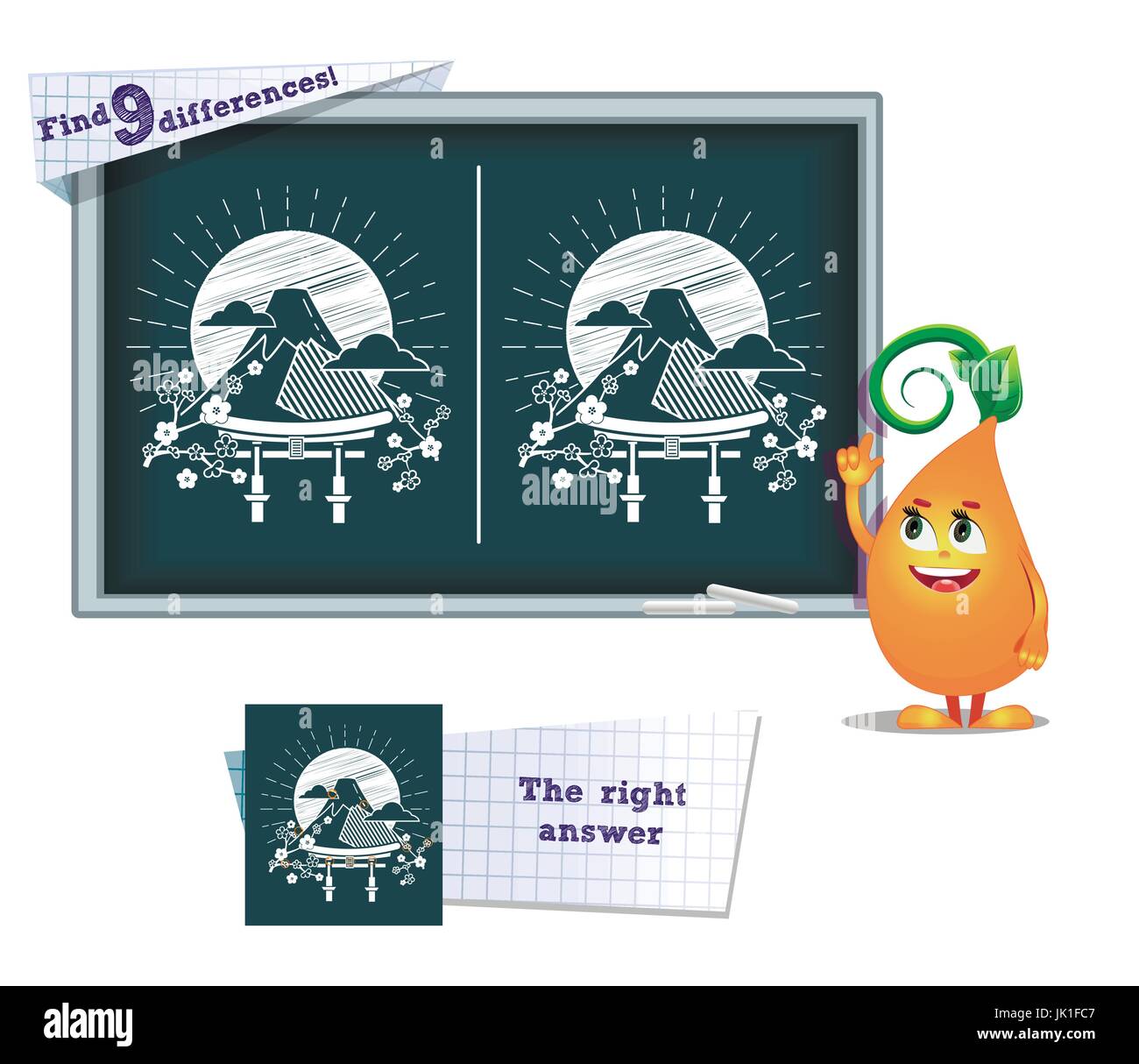 visual game for children and adults. Task to find 9 differences in the ...