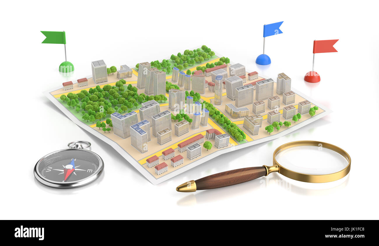 3D Route Map Of A City Stock Photo - Alamy