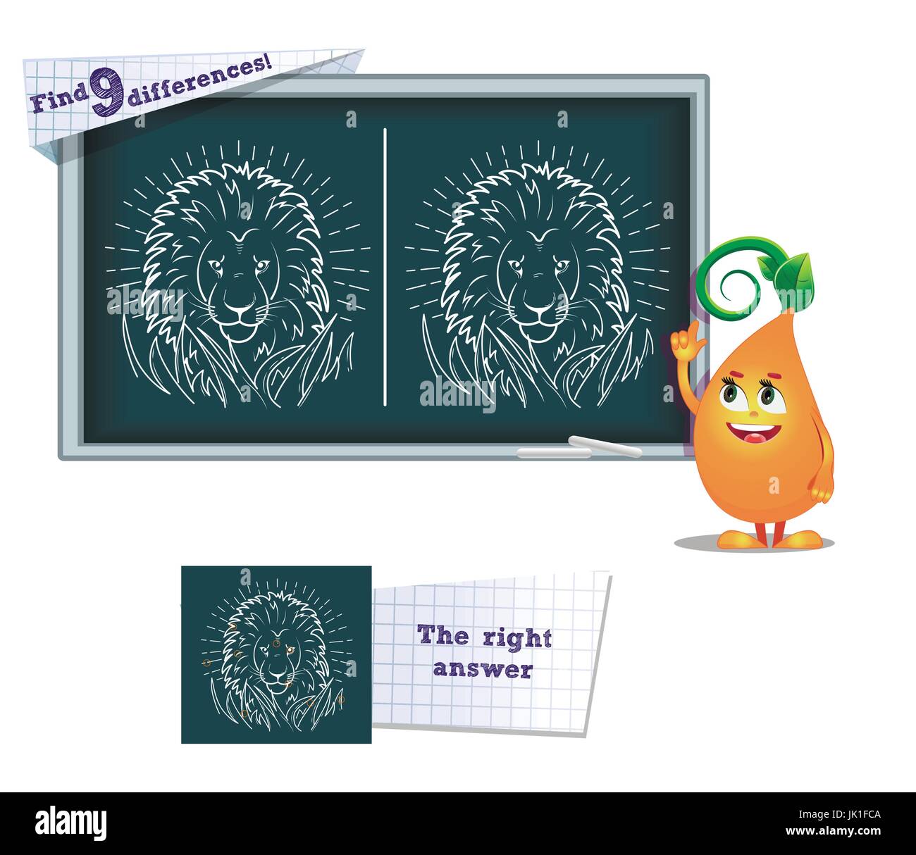 visual game for children and adults. Task to find 9 differences in the ...