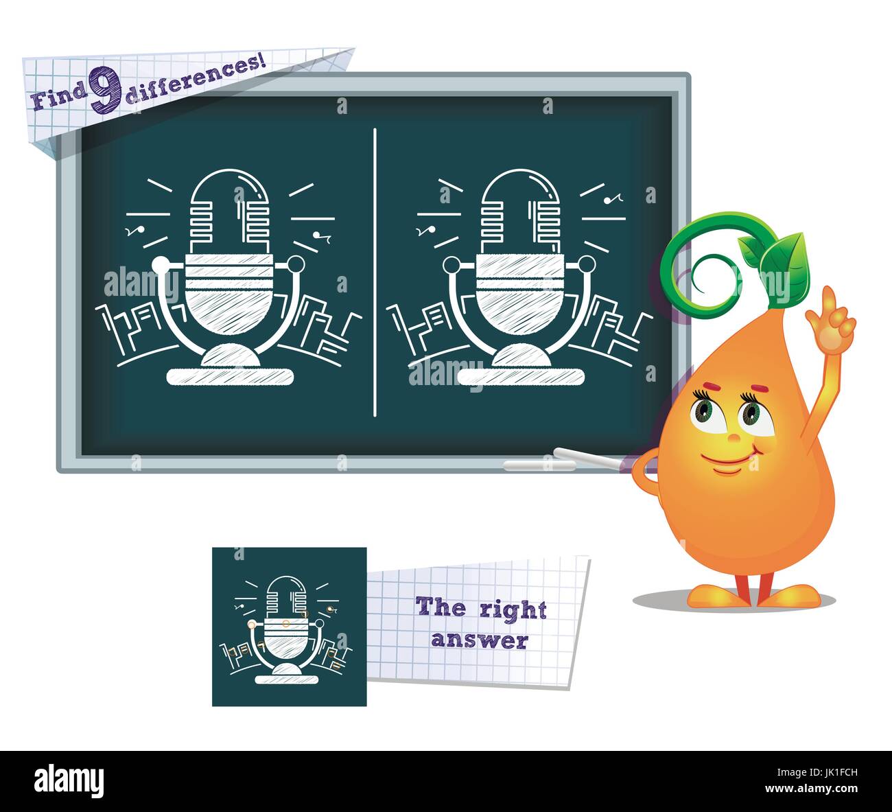 visual game for children and adults. Task to find 9 differences in the ...