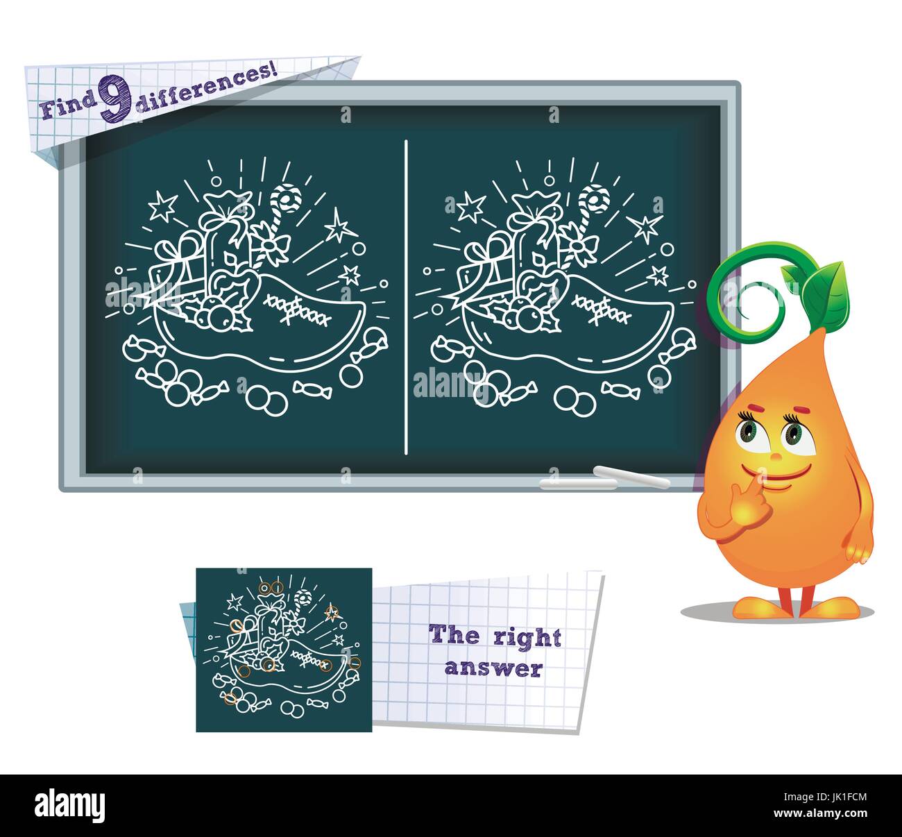 visual game for children and adults. Task to find 9 differences in the ...