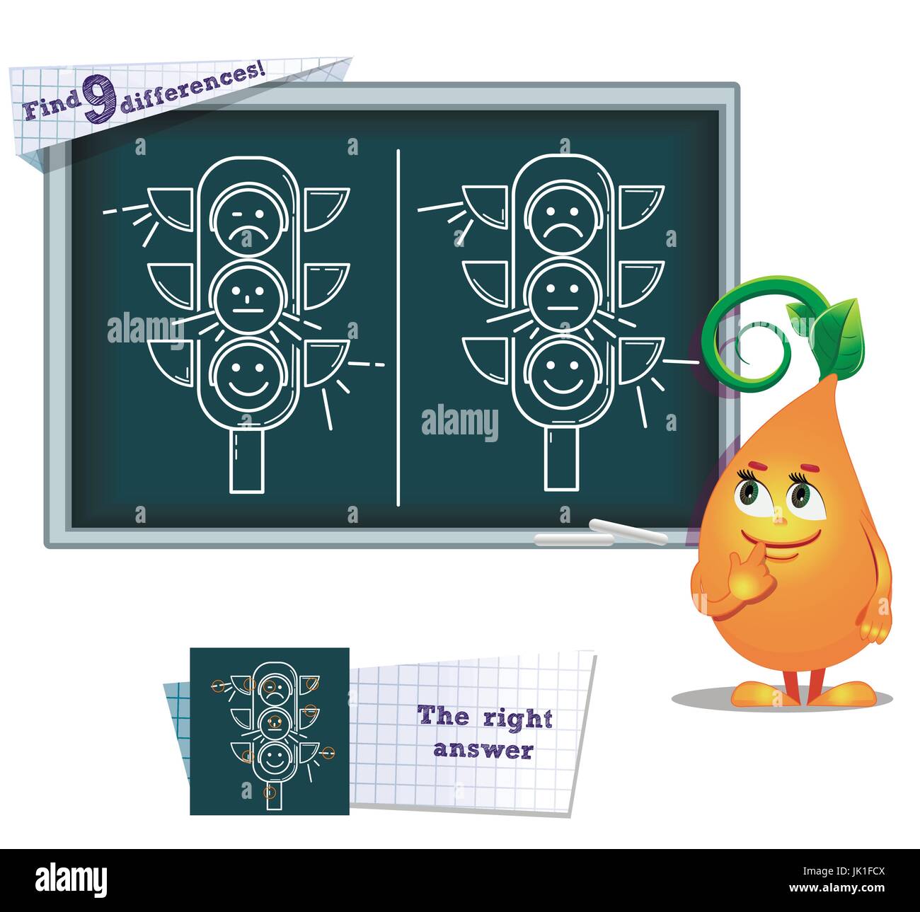 visual game for children and adults. Task to find 9 differences in the ...