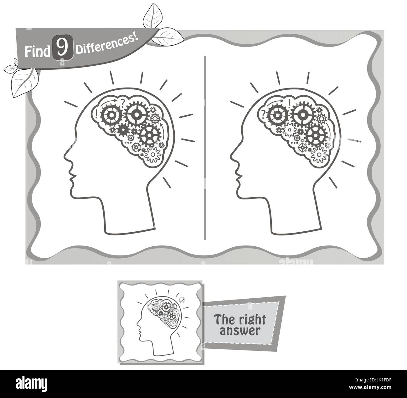 visual game for children, coloring book. Task to find 9 differences in ...