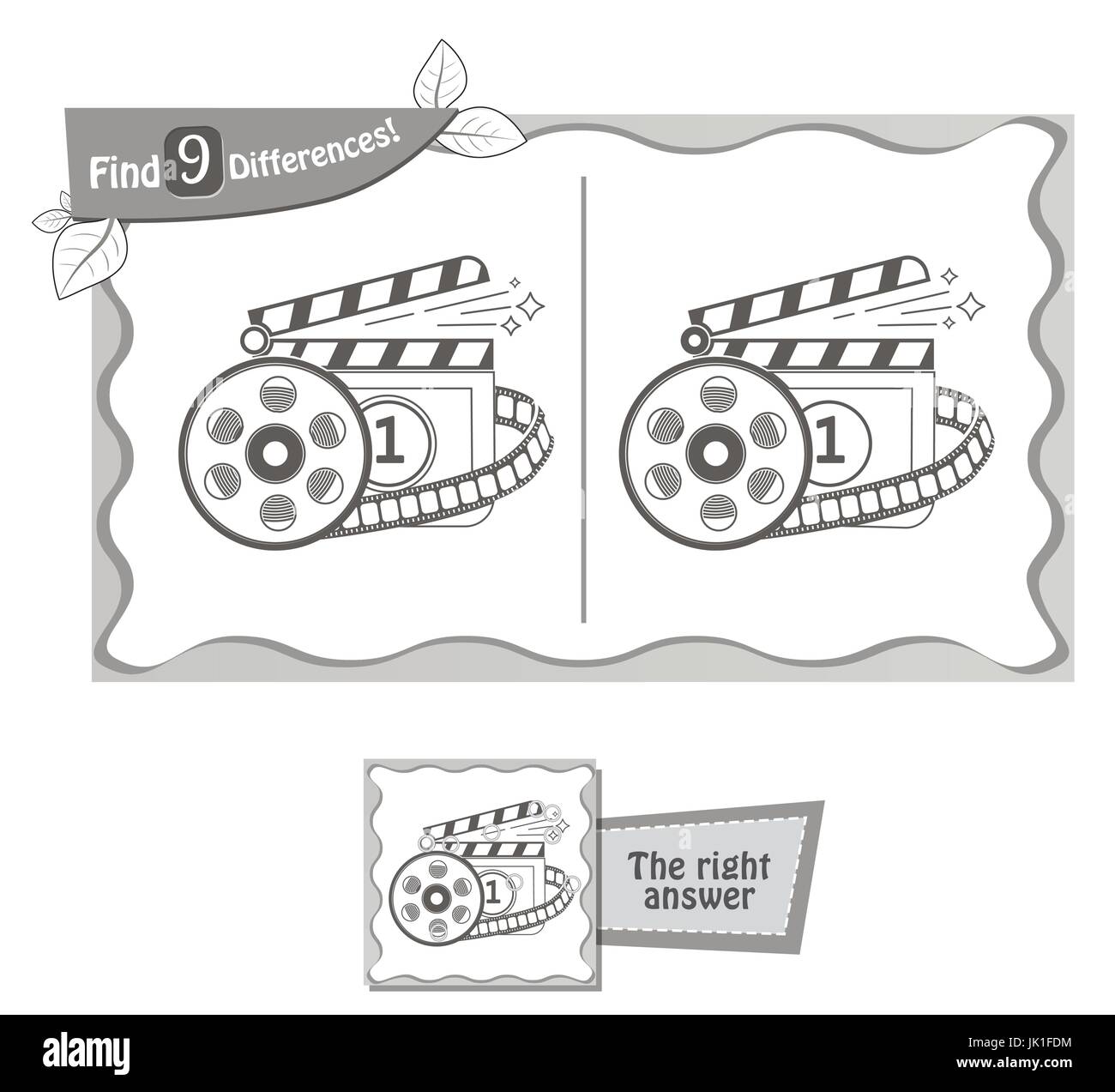 visual game for children, coloring book. Task to find 9 differences in ...