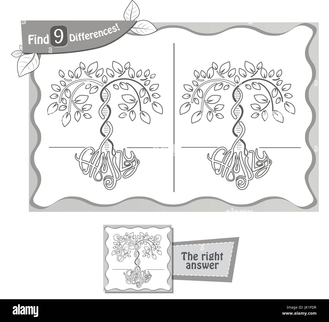 visual game for children, coloring book. Task to find 9 differences in ...