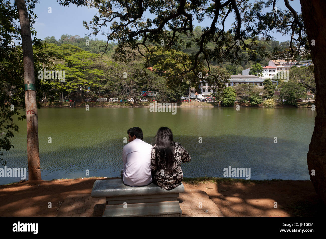 couple on seat kandy lake kandy central province sri lanka Stock Photo ...
