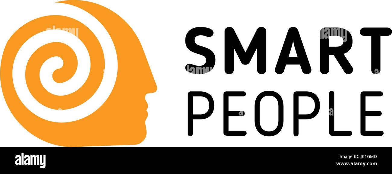 Orange man had with spiral inside symbolizing think, mind, brain and ...