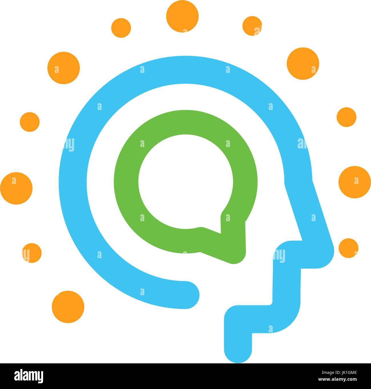 Information technology abstract vector logo. Head of human in lineart ...