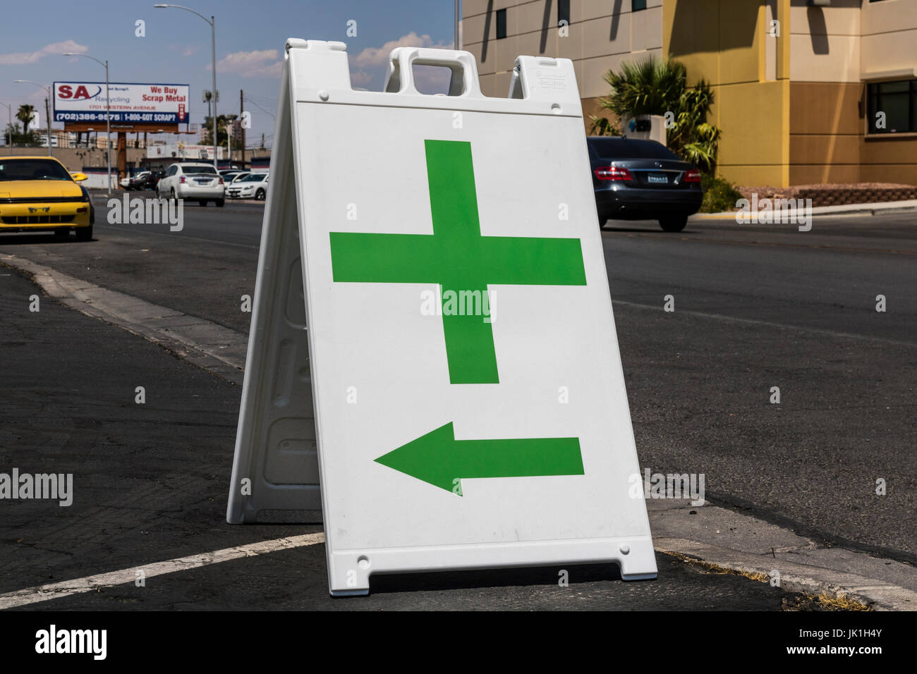 Las Vegas - Circa July 2017: Green Cross sign. The green cross is a ...