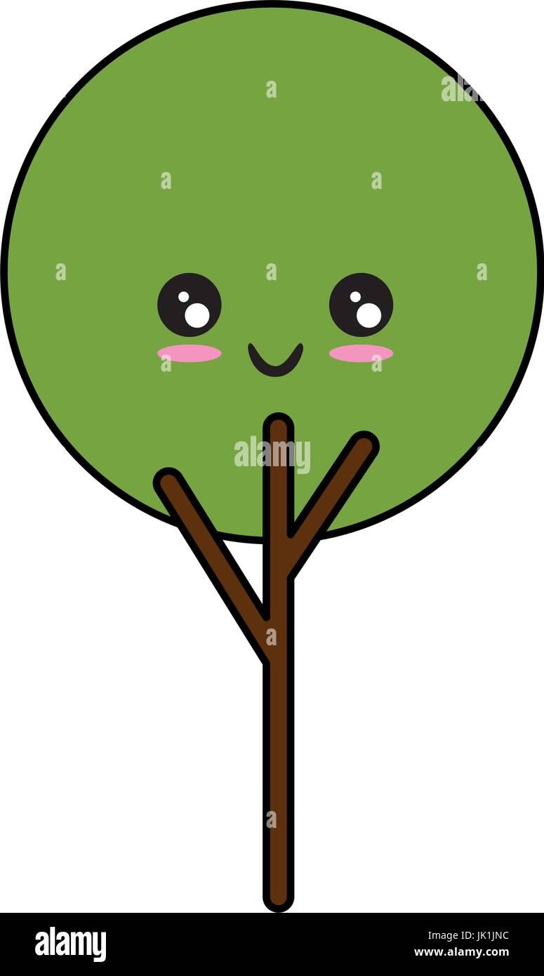 kawaii tree icon over white background colorful design vector ...