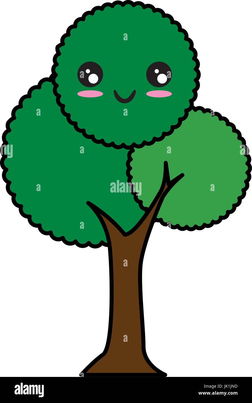 kawaii tree icon over white background colorful design vector ...