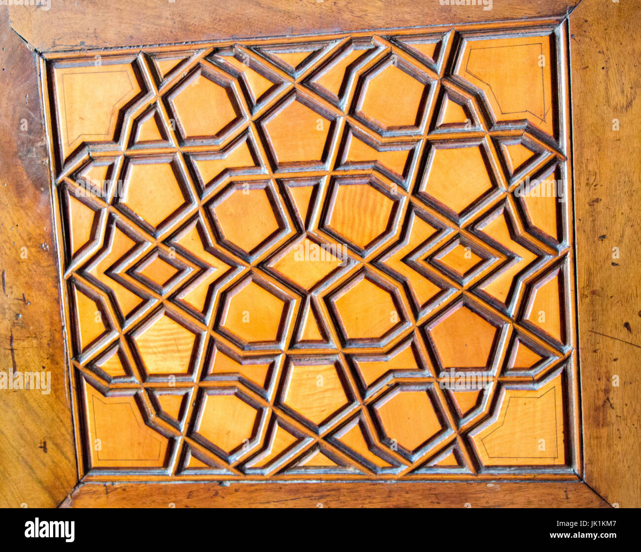 Ottoman Turkish art with geometric patterns on wood Stock Photo - Alamy