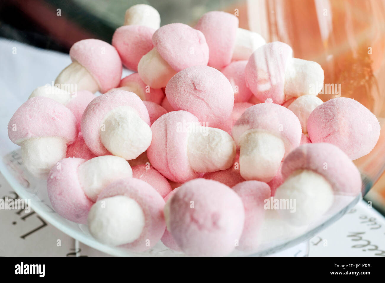 pink and white candy marshmallows in bowl Stock Photo - Alamy