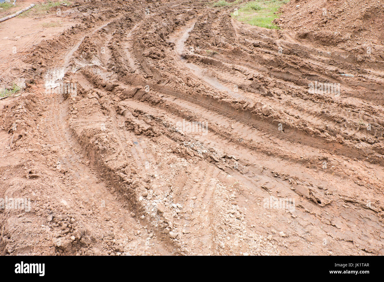 Dirty dirt road with puddles and mud in countryside in Thailand Stock ...