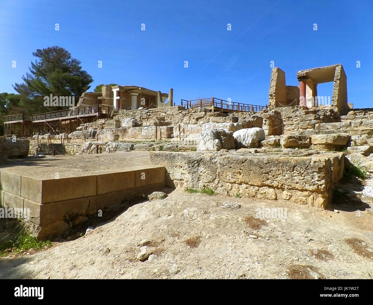 South Entrance of Knossos under vivid blue sky, Crete Island, Greece ...