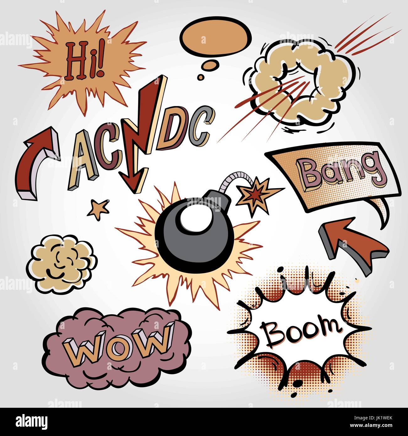 comic sound Effects collection cloud vector label wow set design bang ...