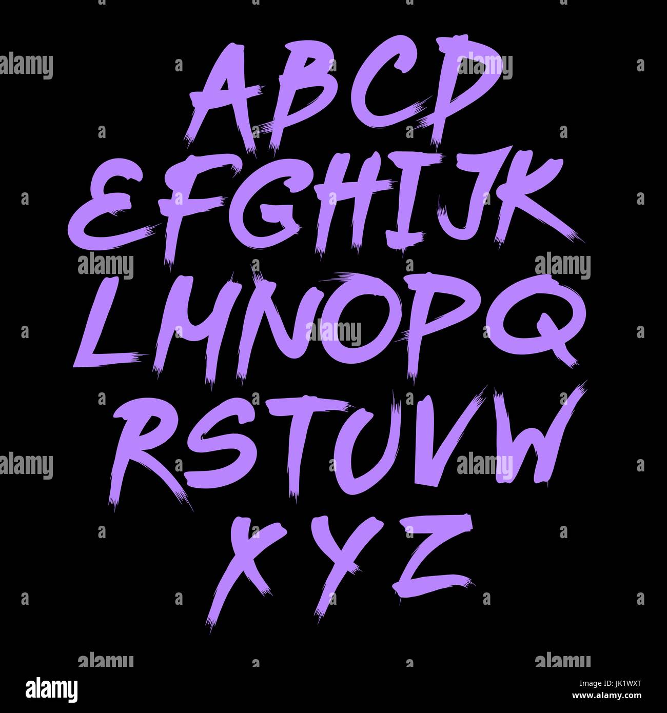 Vector alphabet. Hand drawn letters. violet with a brush Stock Vector ...