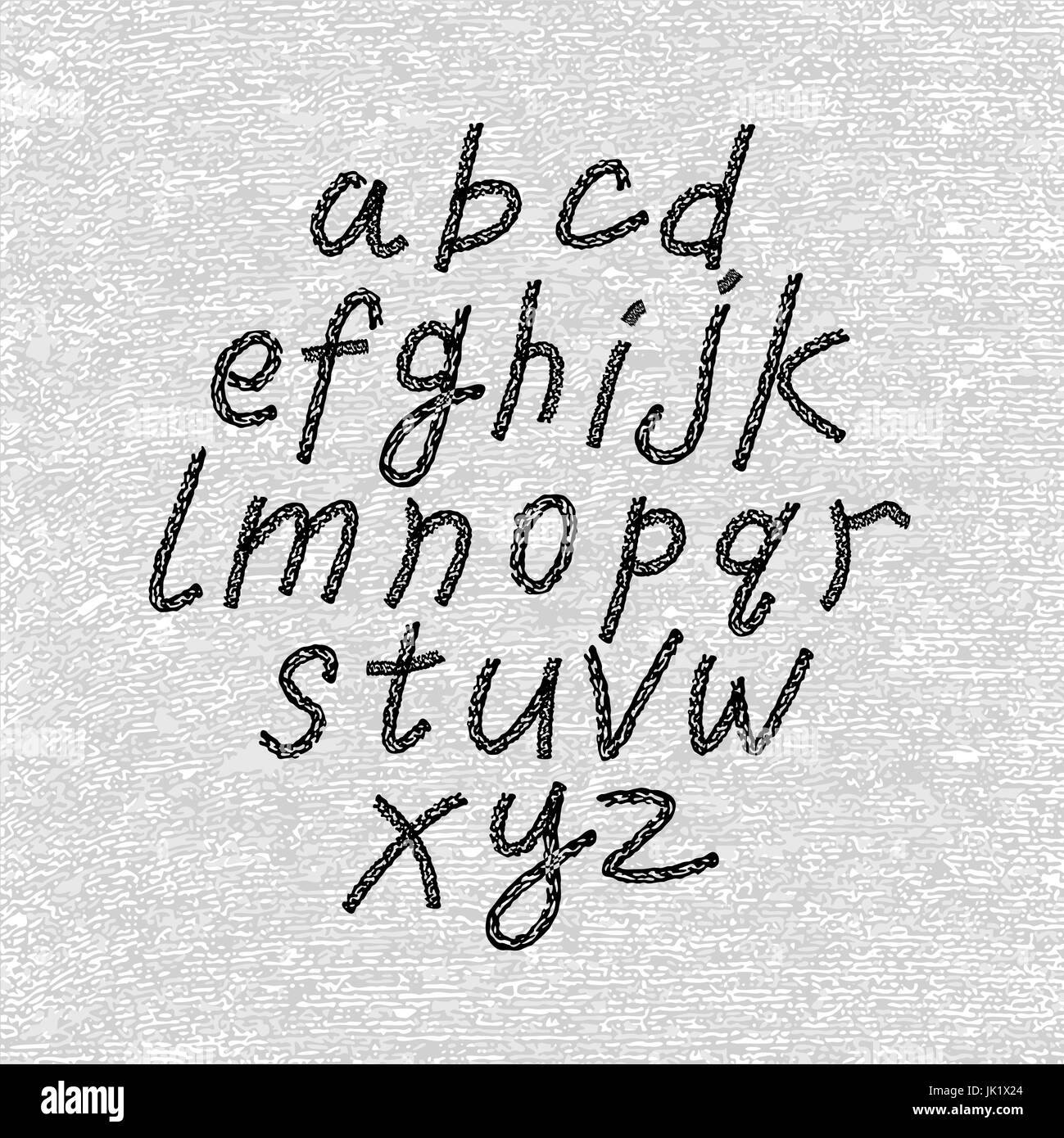Hand drawn and sketched classic font, vector sketch style alphabet ...