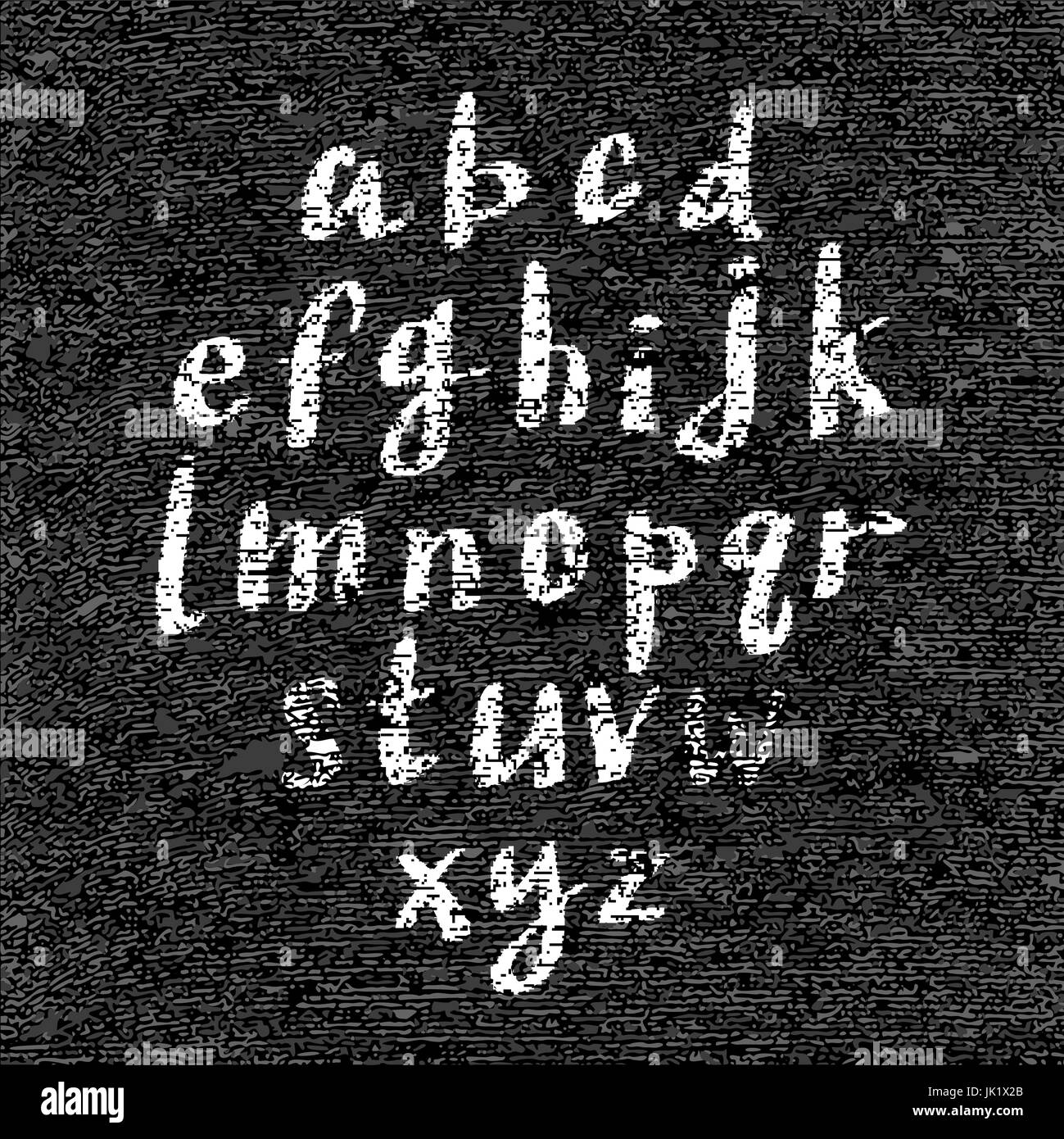 Hand drawn font on textured paper with paint strokes on black ...