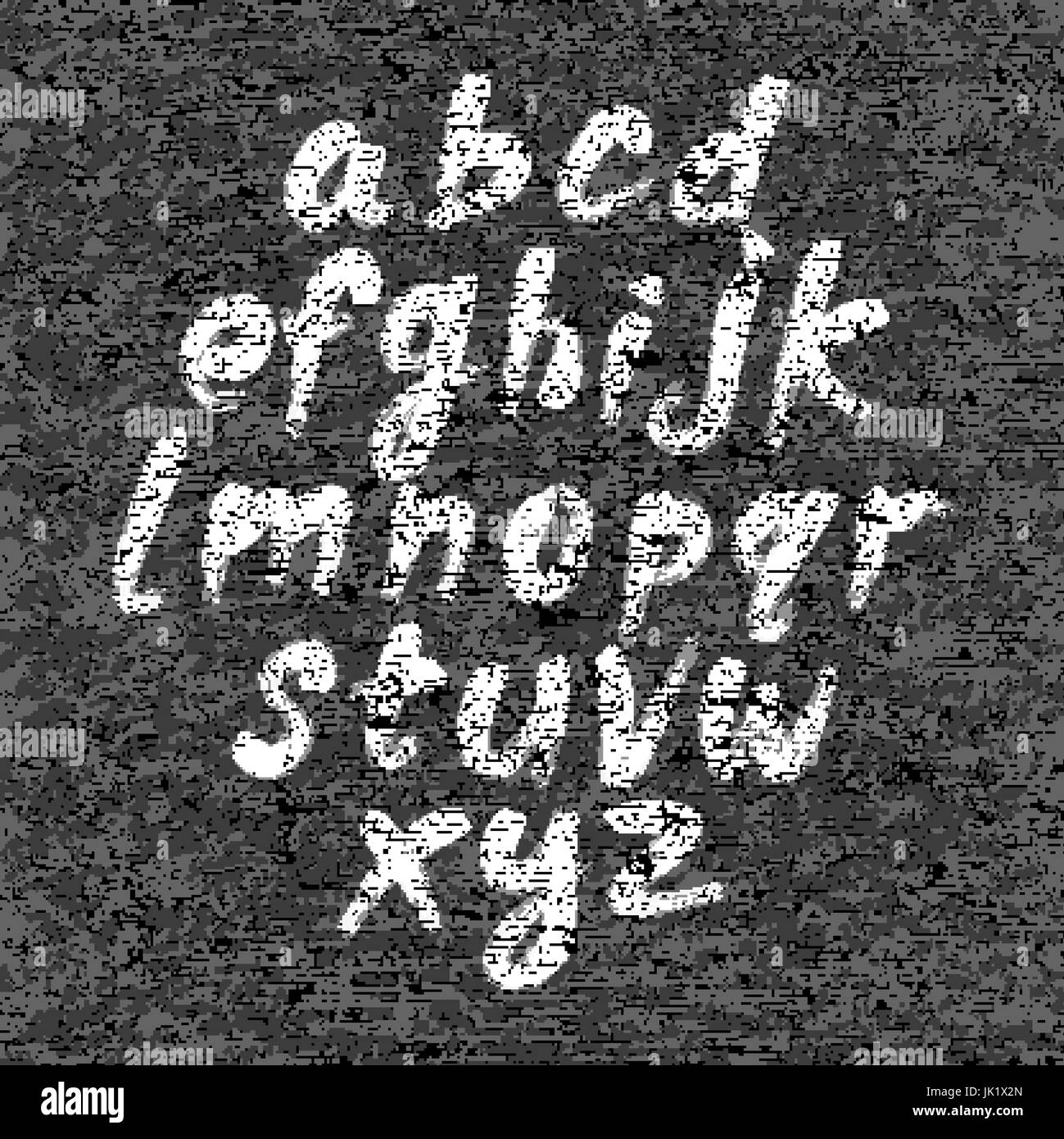 Hand drawn font on textured paper with paint strokes on black ...