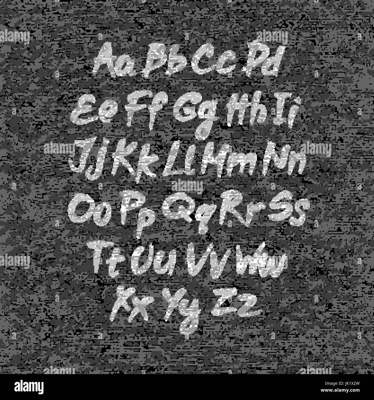 Hand drawn font on textured paper with paint strokes on black ...