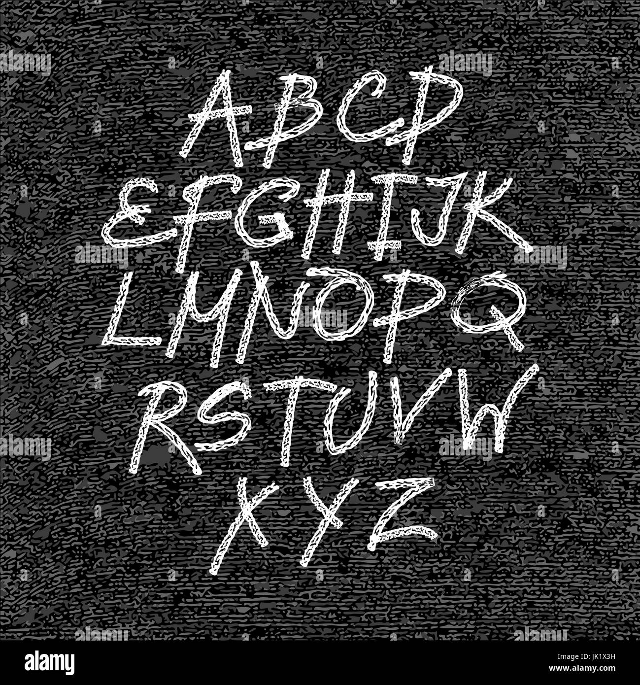 Hand drawn font on textured paper with paint strokes on black ...