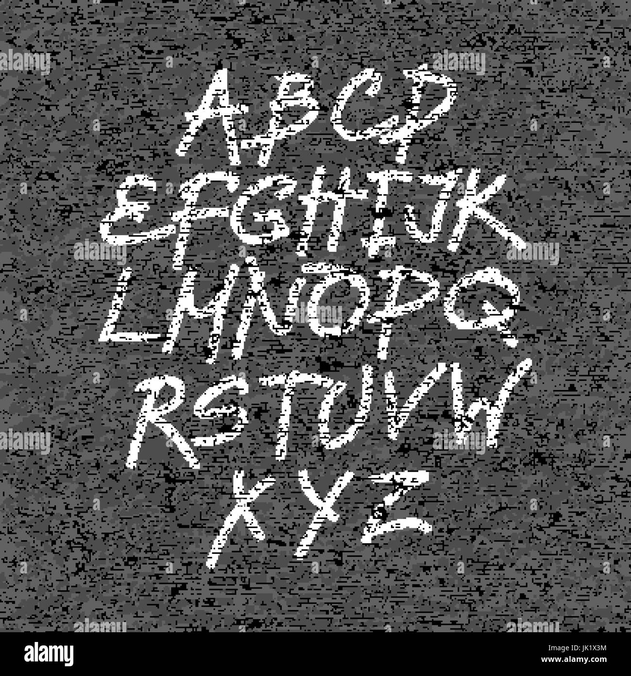 Hand drawn font on textured paper with paint strokes on black ...