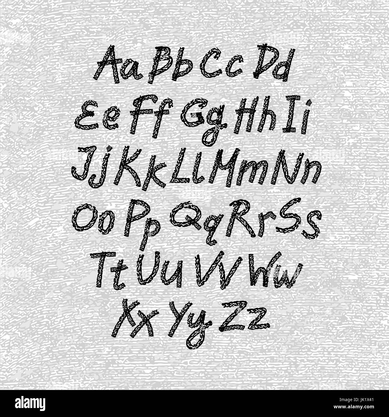 Hand drawn and sketched classic font, vector sketch style alphabet ...