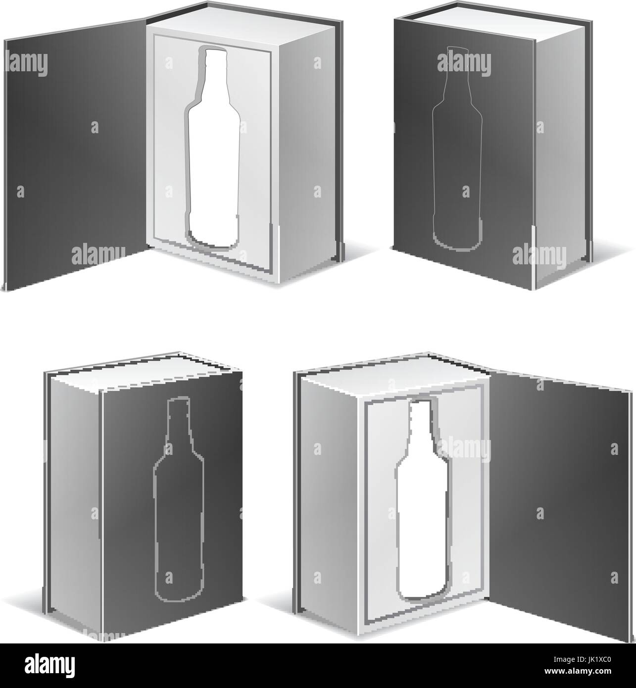 packing box for bottle set icons vector illustration isolated on white ...