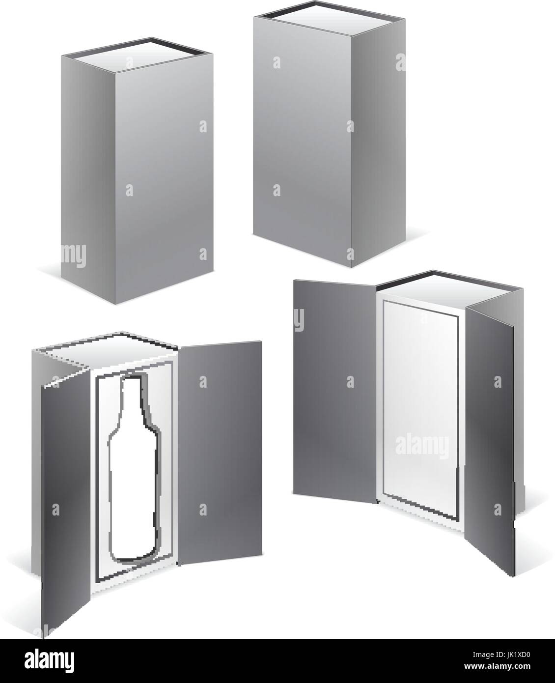 packing box for bottle set icons vector illustration isolated on white ...